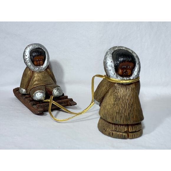 Source Unknown | Accents | Porcelain Alaskan Eskimo Kids Pulling A Sled ...